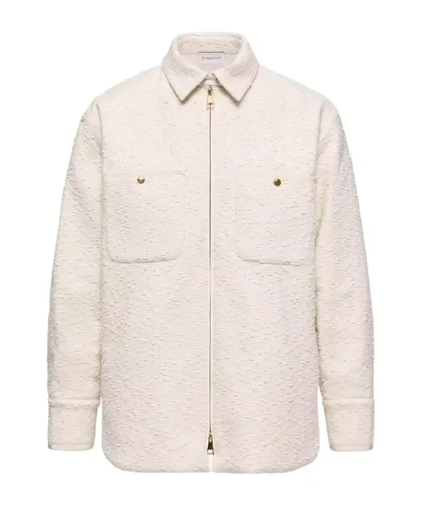 Moncler Zip-up Padded Shirt Jacket With Leather Logo Patch