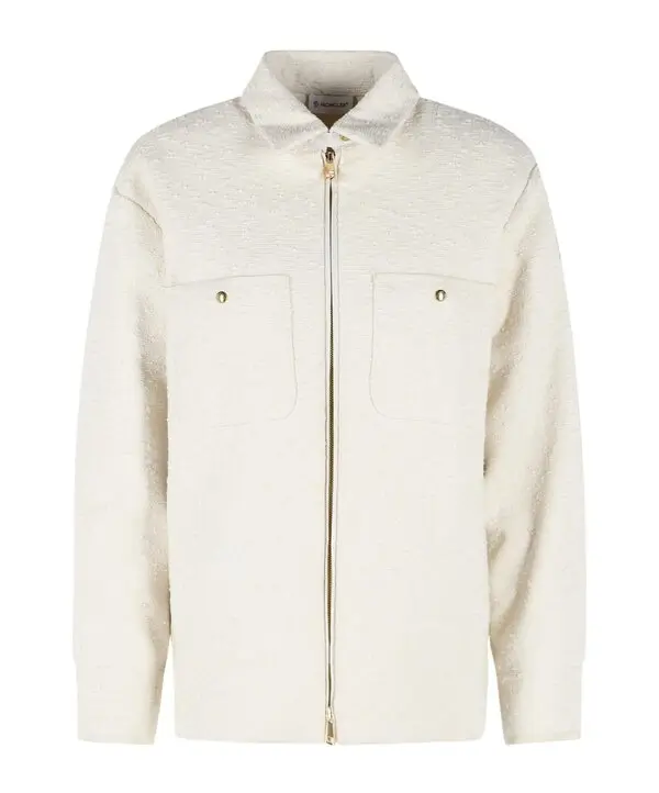 Moncler Zip-up Padded Shirt Jacket With Leather Logo Patch