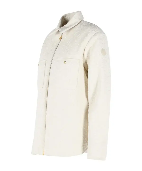 Moncler Zip-up Padded Shirt Jacket With Leather Logo Patch