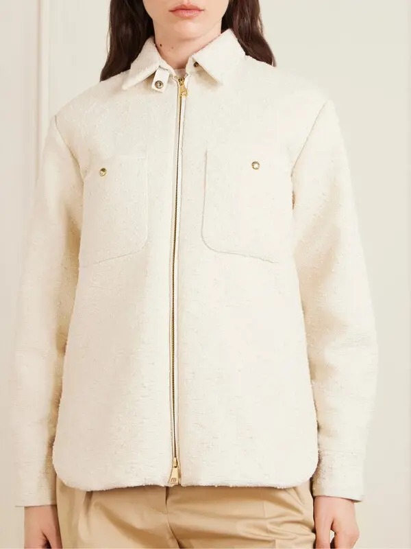 Moncler Zip-up Padded Shirt Jacket With Leather Logo Patch