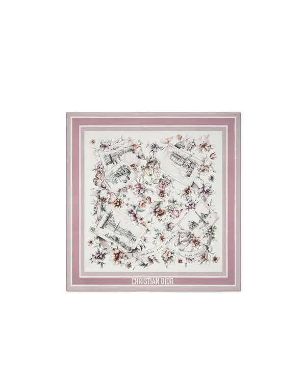 Dior Souvenir De Rome 90 Square Scarf - White And Purple