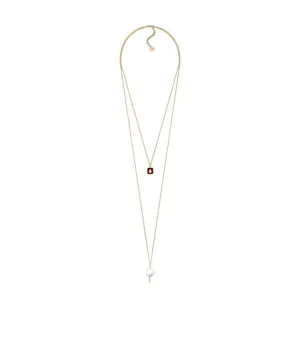 Dior Jardin D'hiver Multi-chain Necklace With Pearl And Ladybug Pendant - Yellow