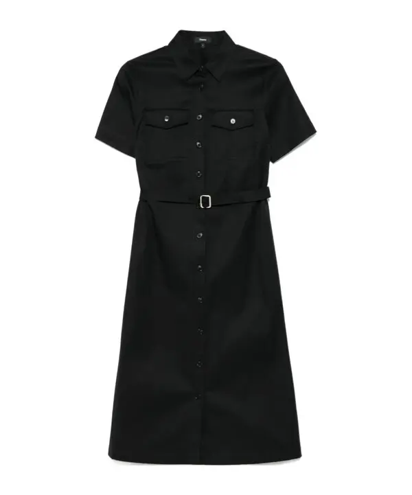 Theory Twill-weave Midi Dress - Black