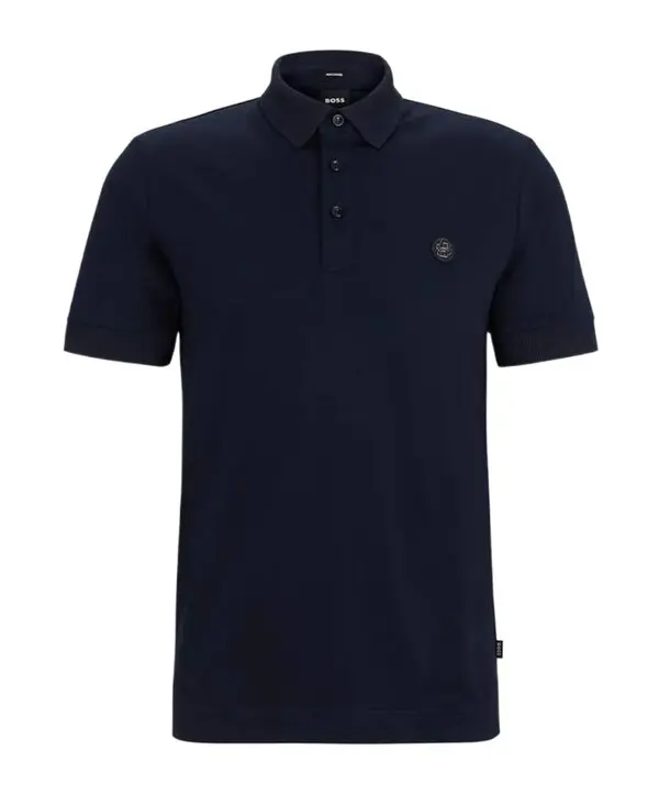 Hugo Boss Double-monogram Patch Polo Shirt - Black
