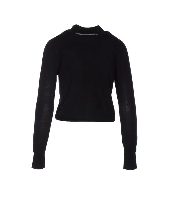Patrizia Pepe Buttoned Collared Cropped Cardigan
