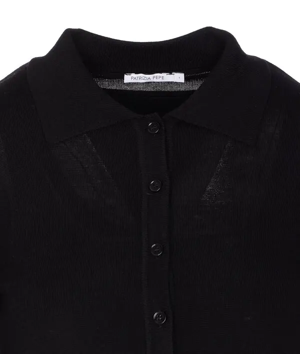 Patrizia Pepe Buttoned Collared Cropped Cardigan