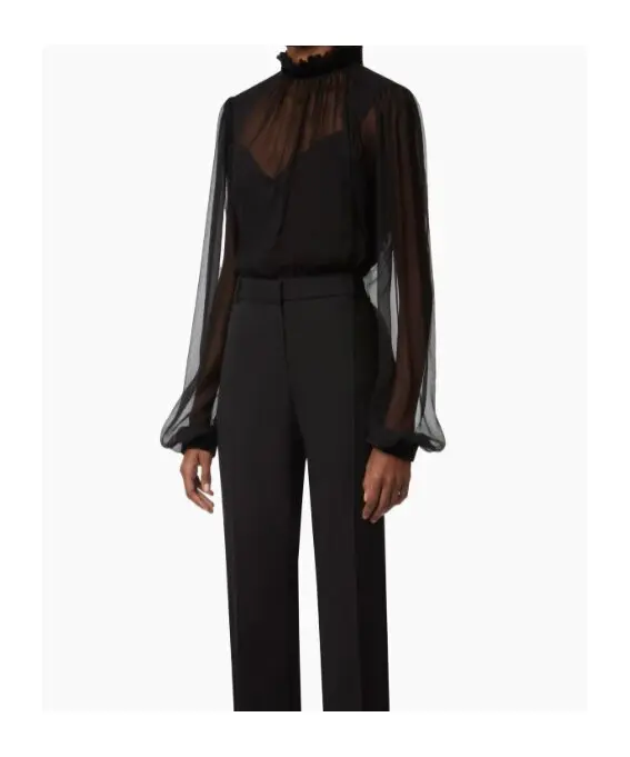 Nina Ricci High Neck Ruffled Long Sleeve Blouse