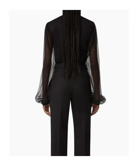 Nina Ricci High Neck Ruffled Long Sleeve Blouse