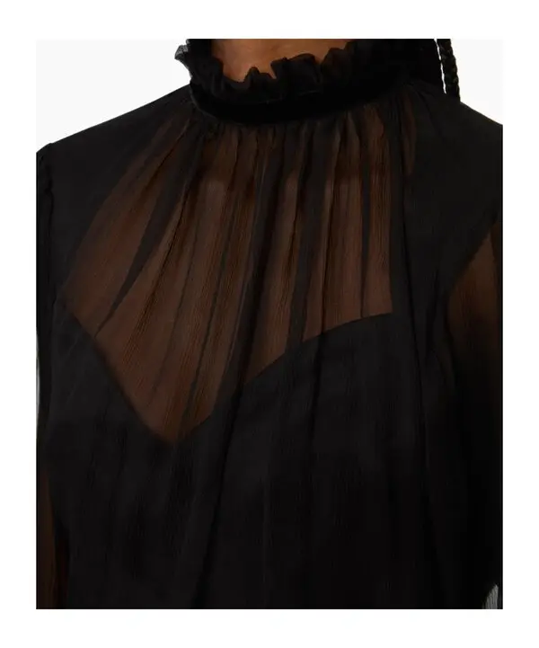 Nina Ricci High Neck Ruffled Long Sleeve Blouse