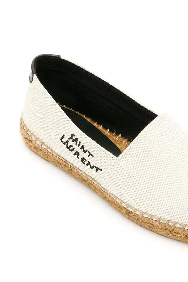 Saint Laurent Logo Embroidered Espadrilles - Black