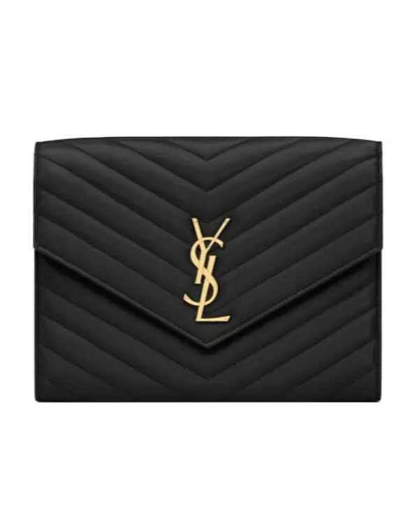 Saint Laurent Cassandre Matelassé Flap Pouch - Black