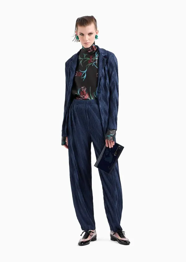 Giorgio Armani Pleated Jersey Trousers - Indigo
