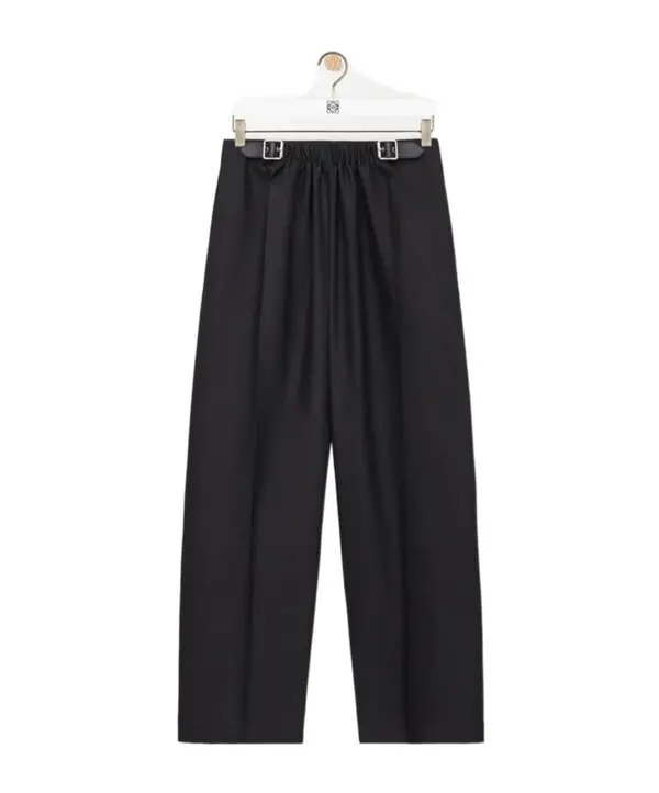 Loewe Belted Wool And Silk Trousers - Black