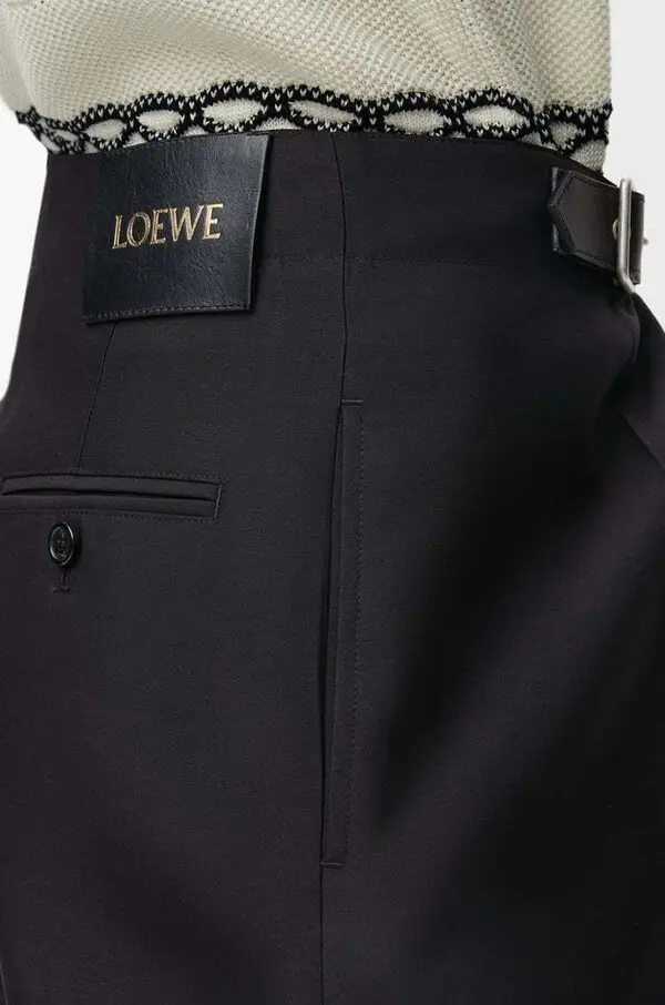 Loewe Belted Wool And Silk Trousers - Black