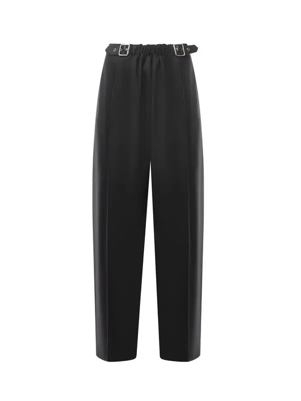 Loewe Belted Wool And Silk Trousers - Black