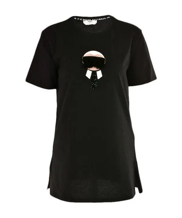 Fendi Lafayette Series Round Collar T-shirt - Black