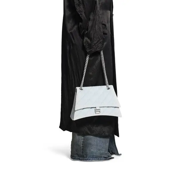 Balenciaga Crush Quilted Medium Shoulder Bag - Blue
