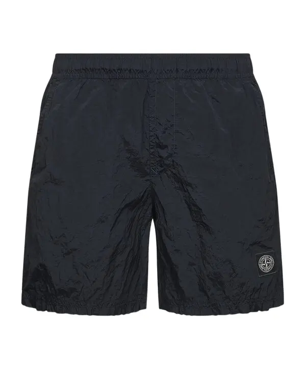 Stone Island Logo Patch Swim Shorts - Blue