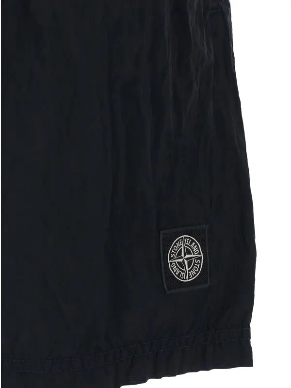 Stone Island Logo Patch Swim Shorts - Blue