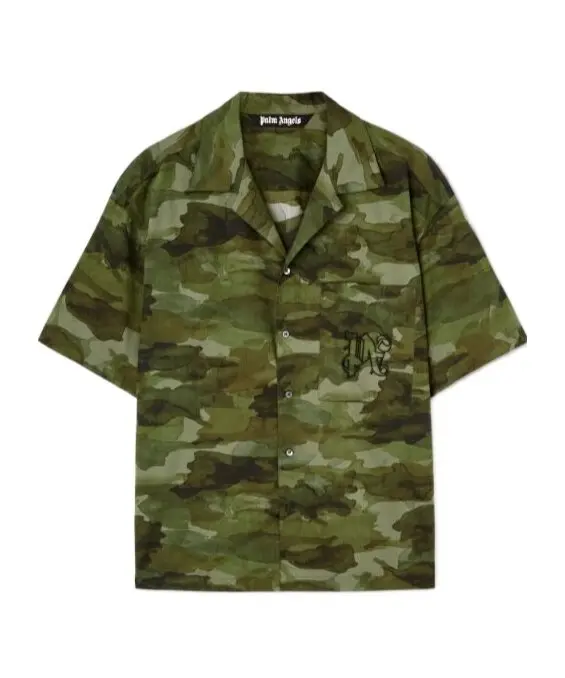 Palm Angels Camouflage Printed Short Sleeved Shirt