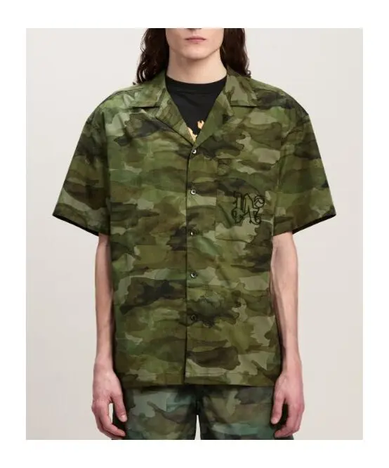 Palm Angels Camouflage Printed Short Sleeved Shirt