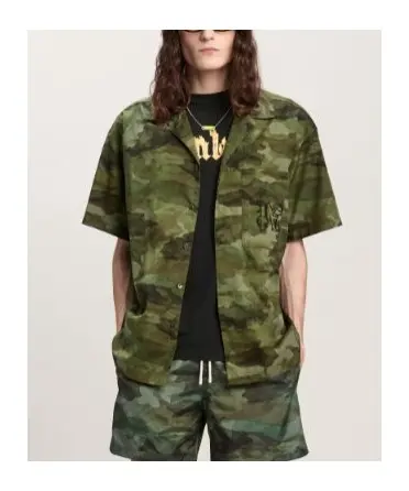 Palm Angels Camouflage Printed Short Sleeved Shirt