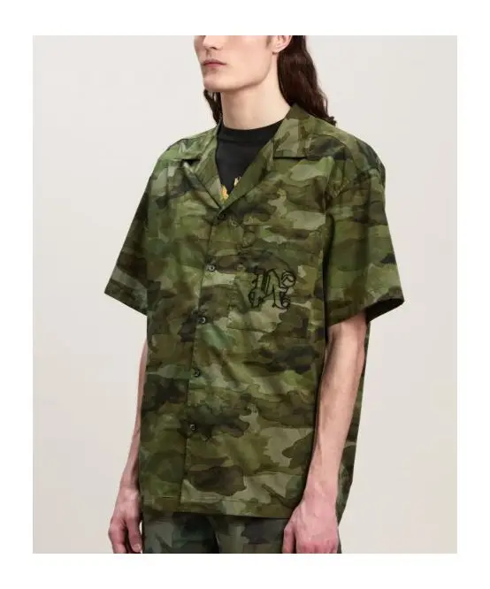 Palm Angels Camouflage Printed Short Sleeved Shirt