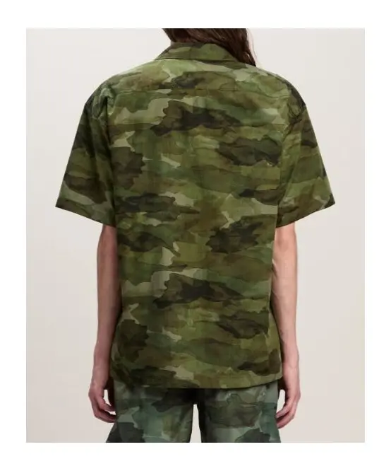 Palm Angels Camouflage Printed Short Sleeved Shirt