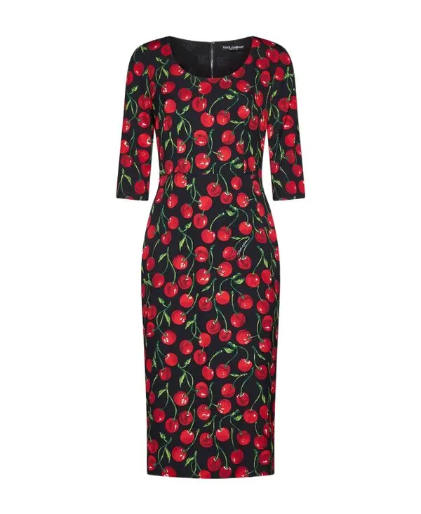 Dolce & Gabbana Cherry Print Midi Dress
