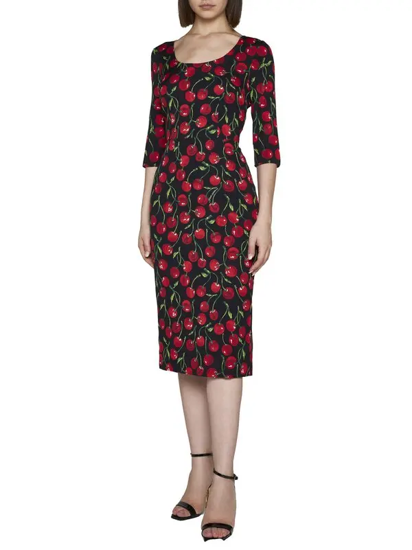 Dolce & Gabbana Cherry Print Midi Dress