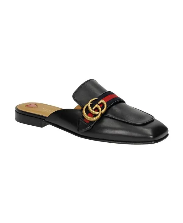 Gucci Square Toe Mules With Webbing Detail - Black