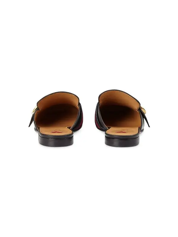 Gucci Square Toe Mules With Webbing Detail - Black