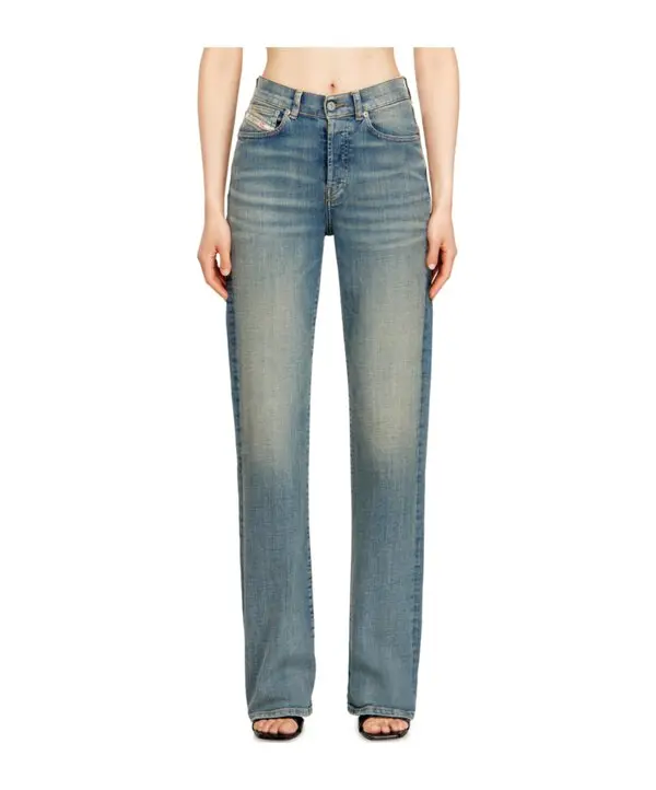 DIESEL® Logo Patch Straight Leg Jeans
