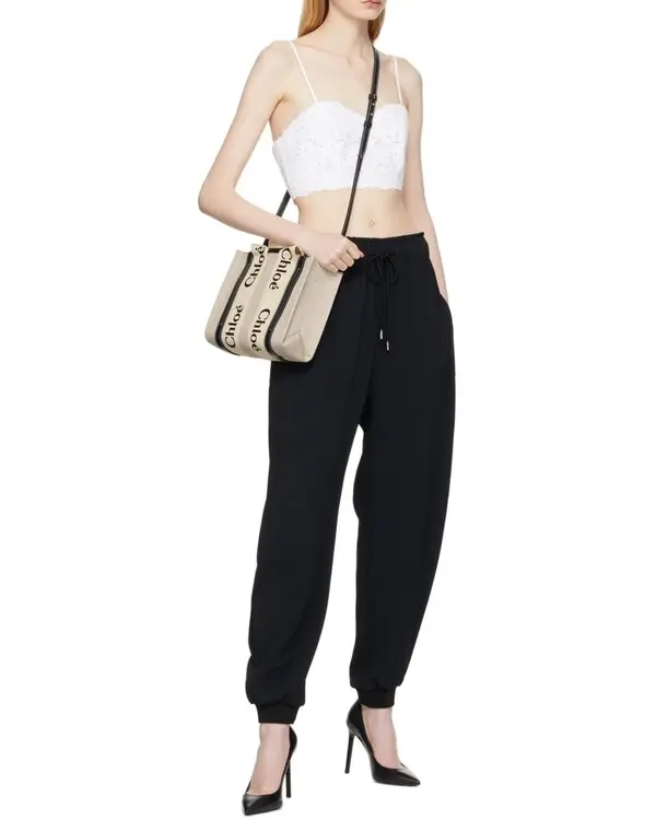 Chloé Woody Logo Print Canvas Tote Bag - Nude