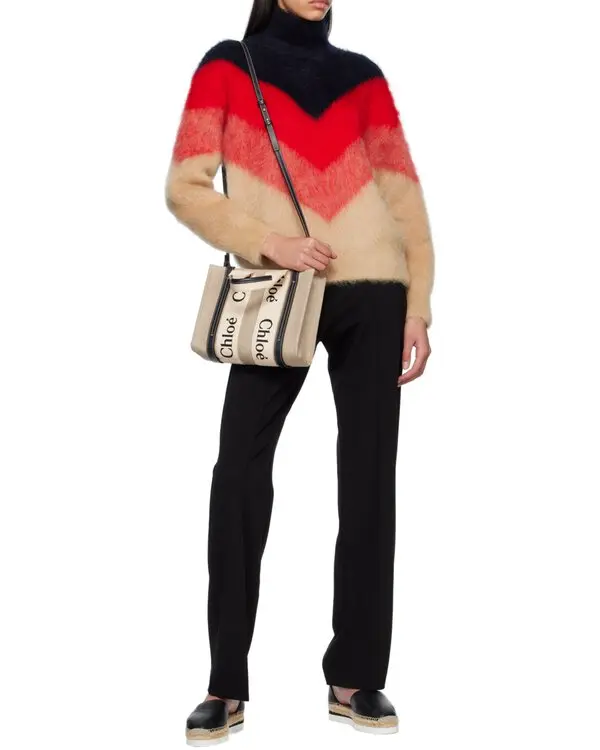 Chloé Woody Logo Print Canvas Tote Bag - Nude