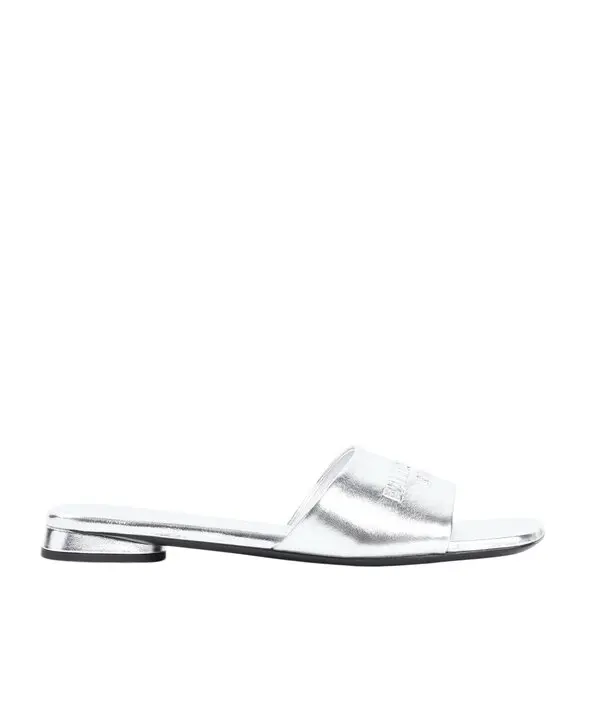 Balenciaga Embossed Logo Square Toe Flat Sandals