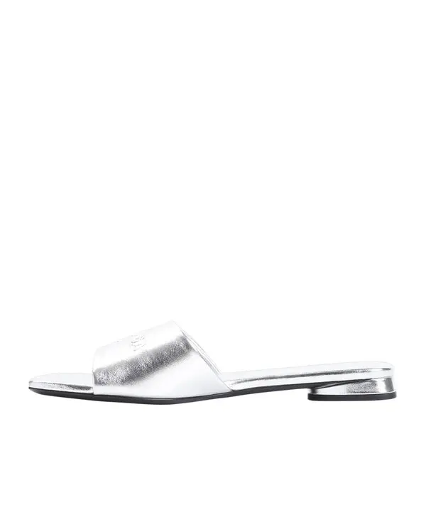 Balenciaga Embossed Logo Square Toe Flat Sandals