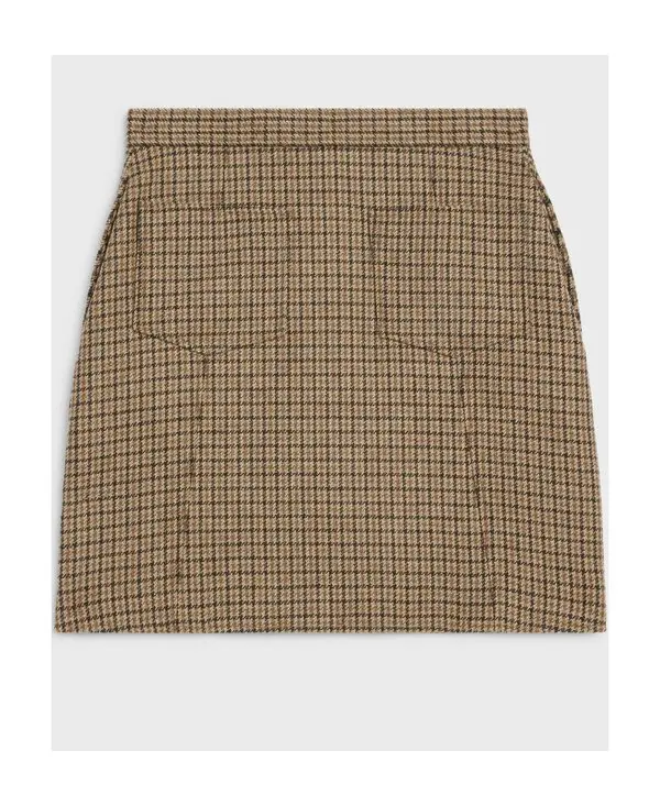 Celine Checked Wool Mini Skirt
