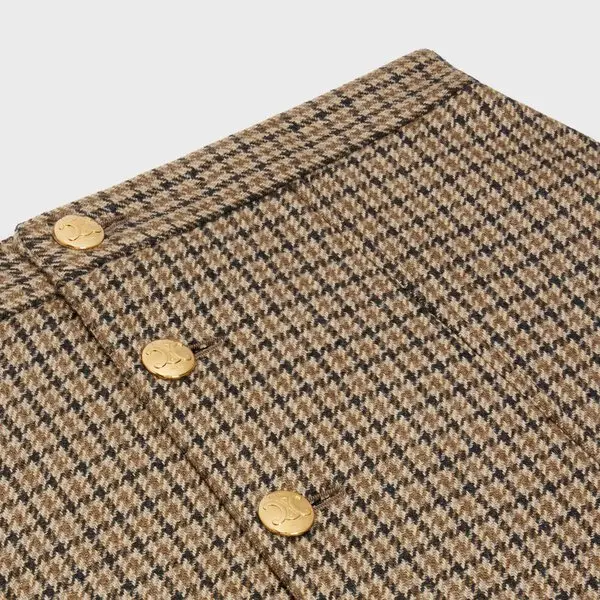 Celine Checked Wool Mini Skirt