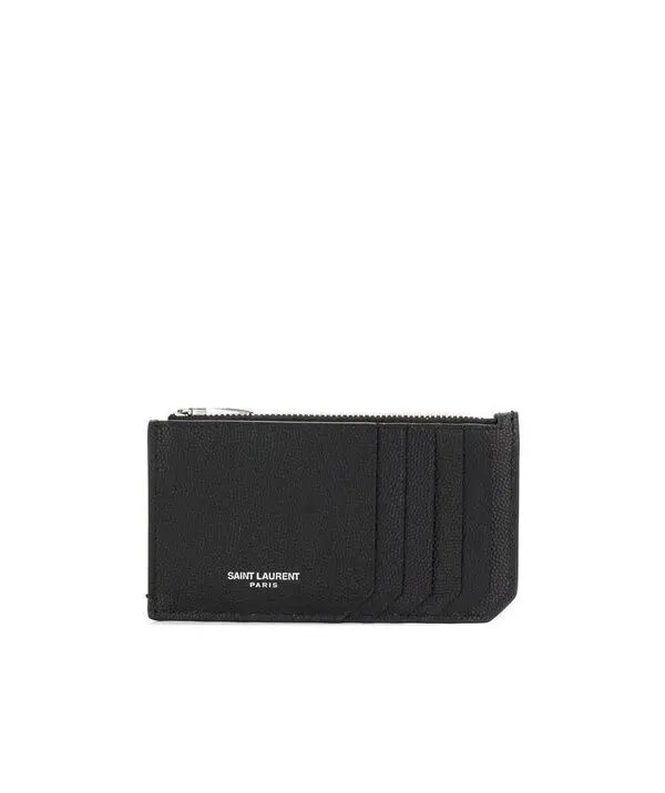 Saint Laurent Fragment Zipped Card Case - Black
