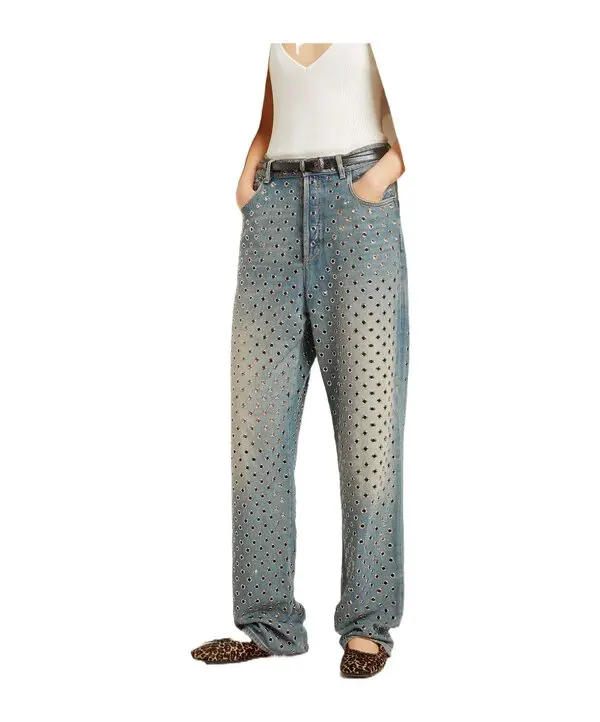 GOLDEN GOOSE Straight-leg Eyelet Detailed Jeans