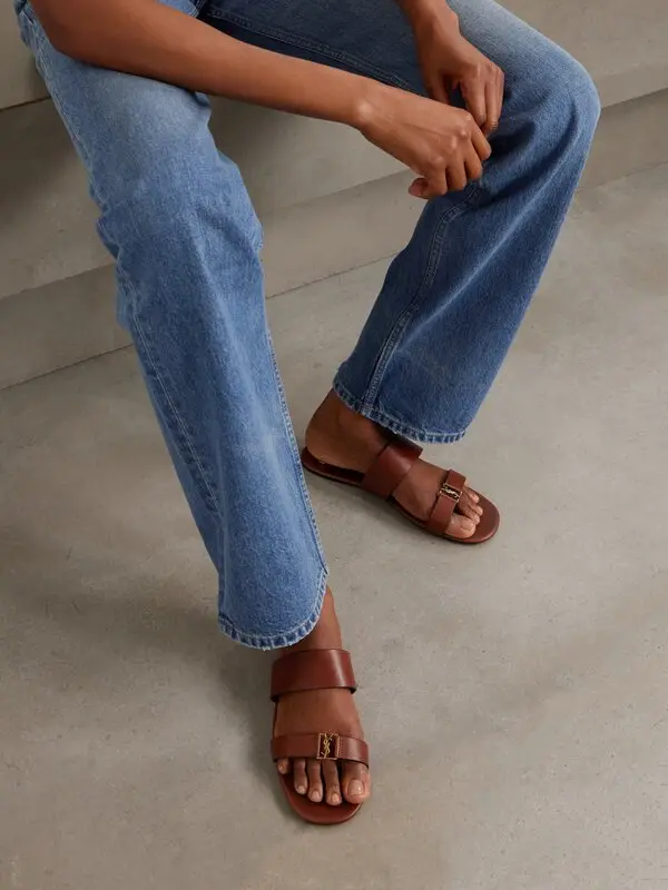 Saint Laurent Babylone Logo Strap Flat Sandals