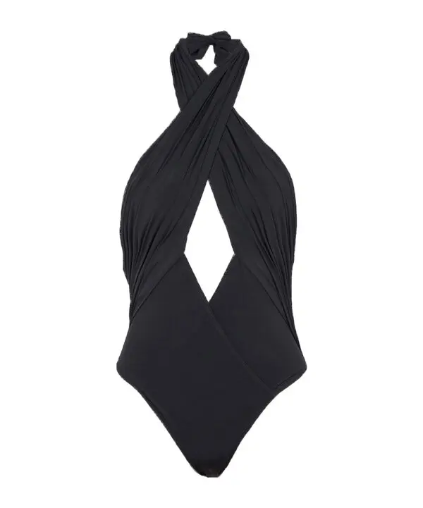 Balmain Cross Front One-piece Swimsuit - Black