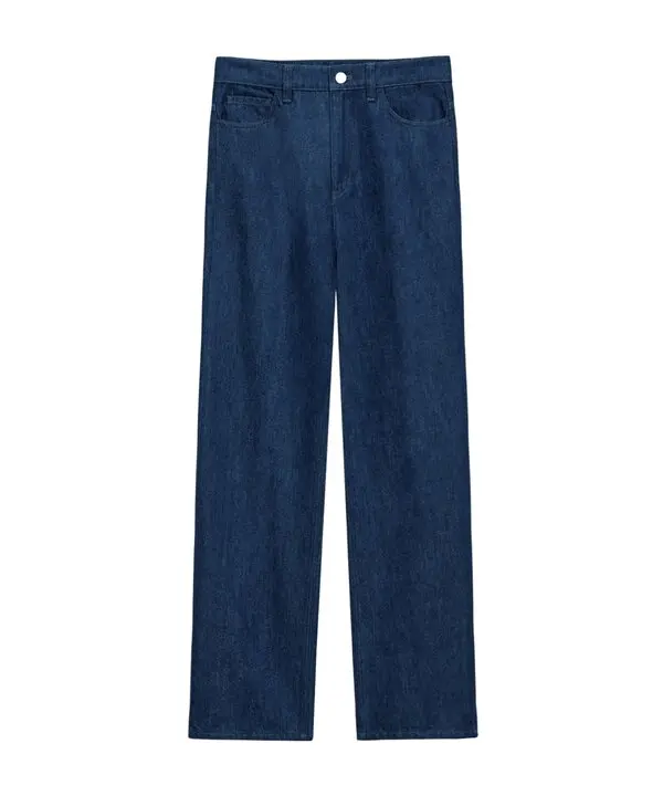 Theory High-waisted Straight Leg Trousers In Relaxed Denim