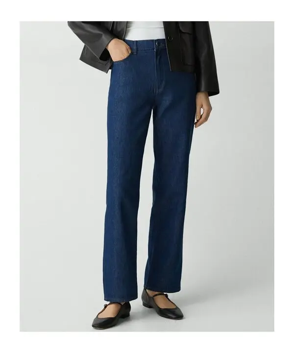 Theory High-waisted Straight Leg Trousers In Relaxed Denim