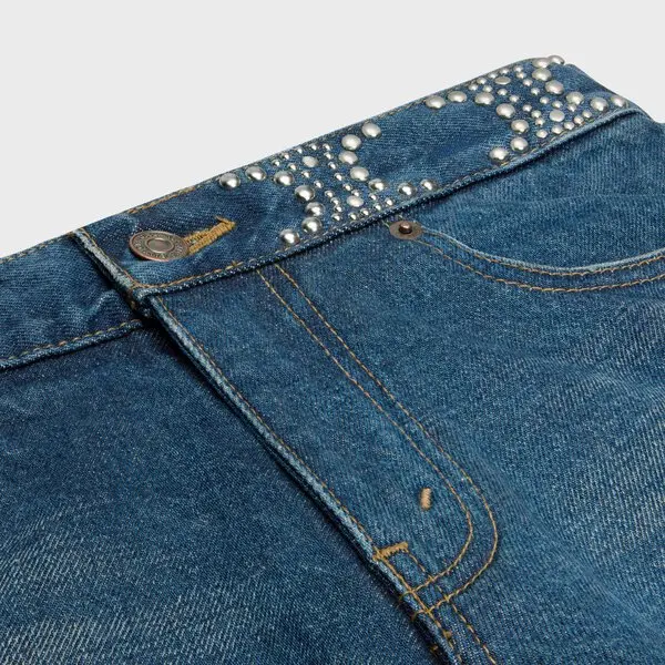 Celine Mini Shorts In Dark Union Wash Denim