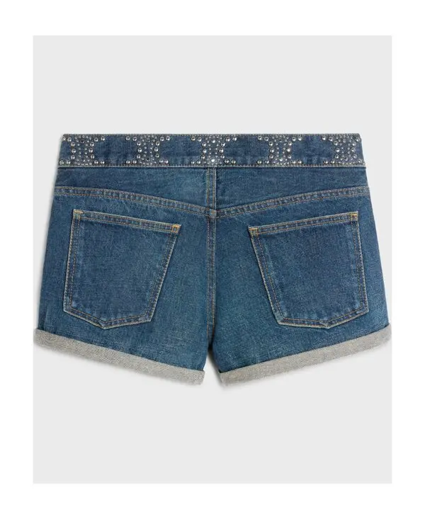 Celine Mini Shorts In Dark Union Wash Denim