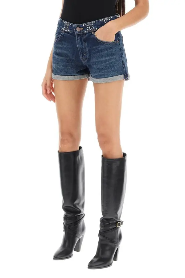 Celine Mini Shorts In Dark Union Wash Denim
