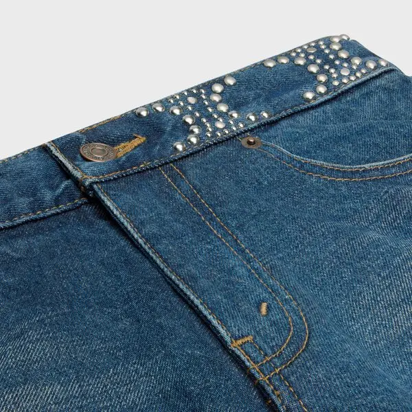 Celine Mini Shorts In Dark Union Wash Denim