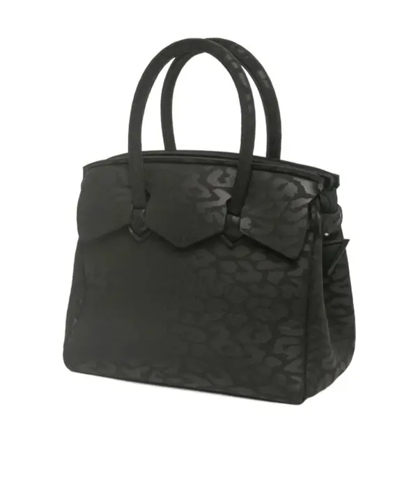 Save My Bag Leopard Print Bow Detail Handbag - Black